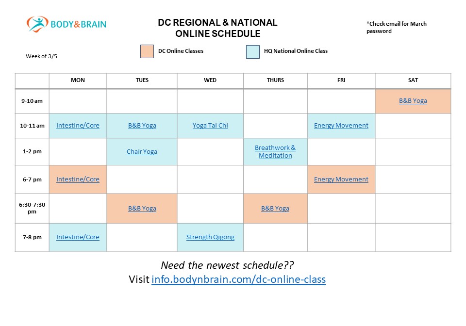 DC & National Online Class Schedule